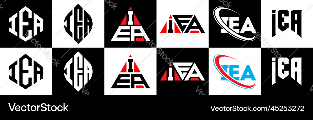 Iea letter logo design in six style polygon Vector Image