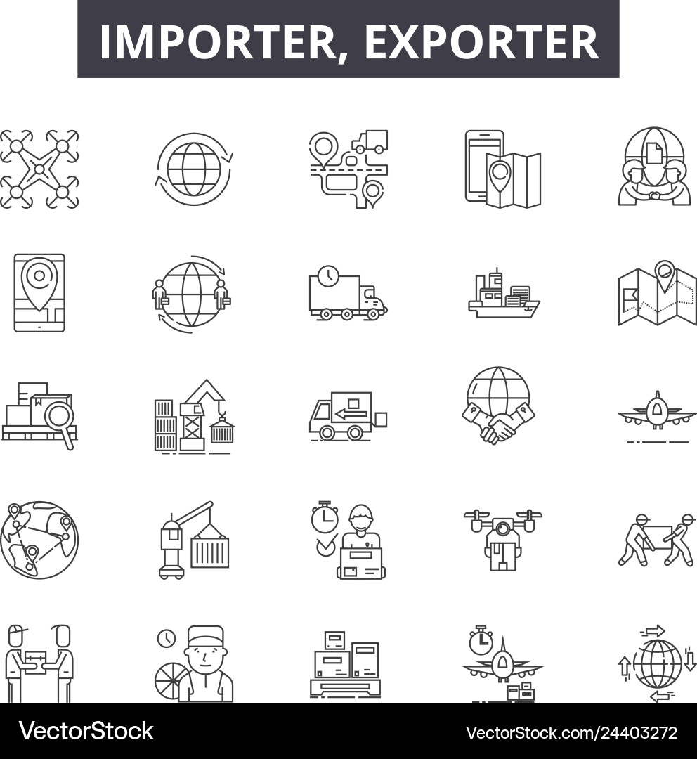 Importer exporter line icons for web and mobile Vector Image