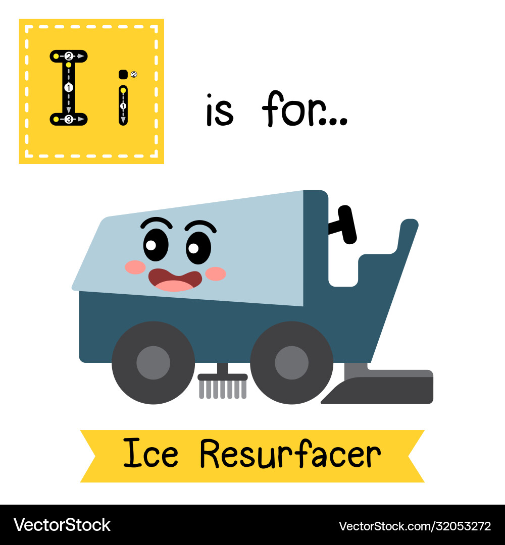 Letter i tracing ice resurfacer Royalty Free Vector Image