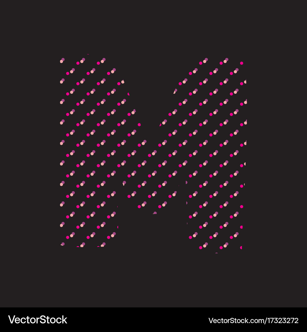M dotted alphabet letter isolated on black Vector Image