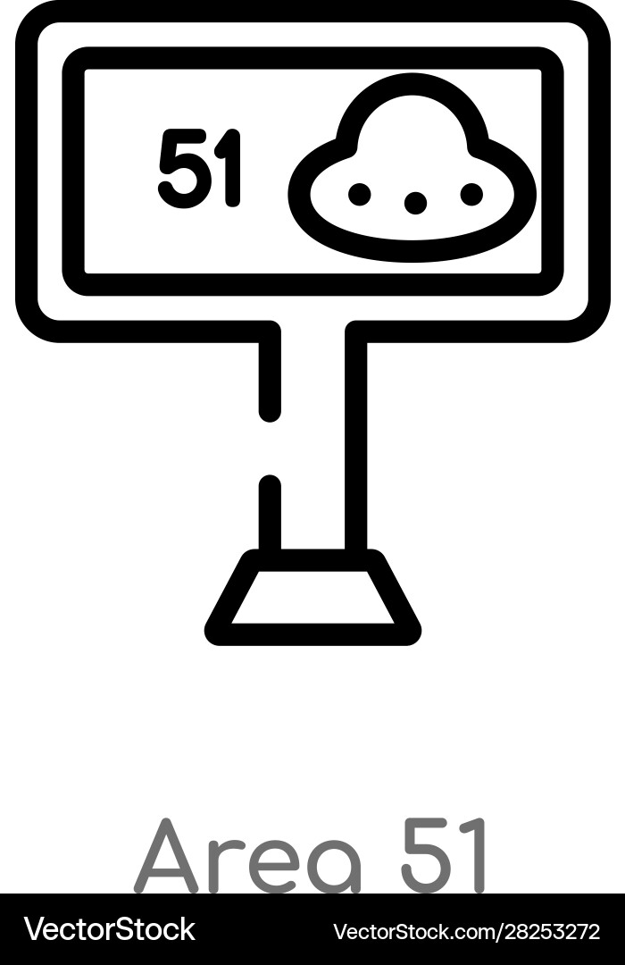 Outline area 51 icon isolated black simple line Vector Image