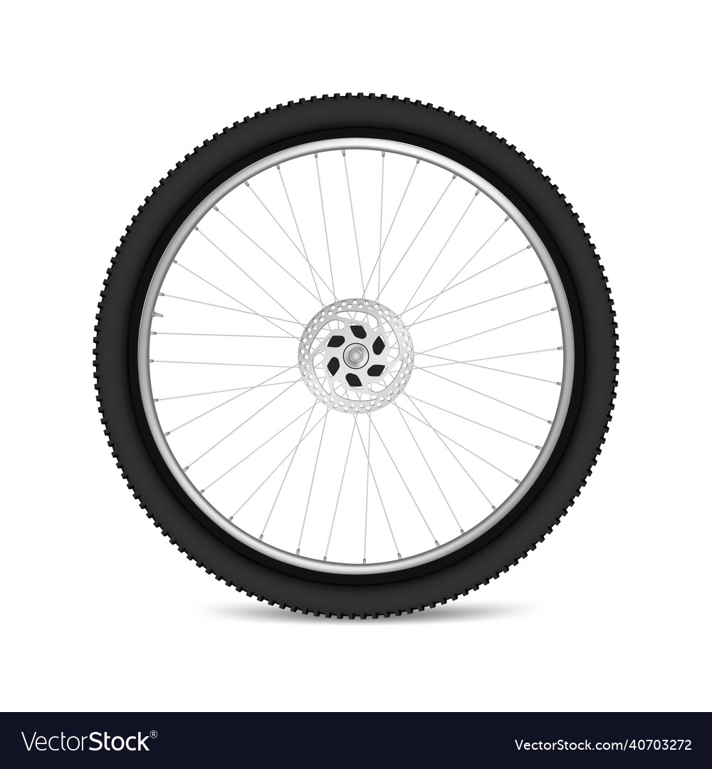 Realistic detailed 3d black bicycle tire wheel Vector Image Realistic detailed 3d black bicycle tire wheel Vector Image