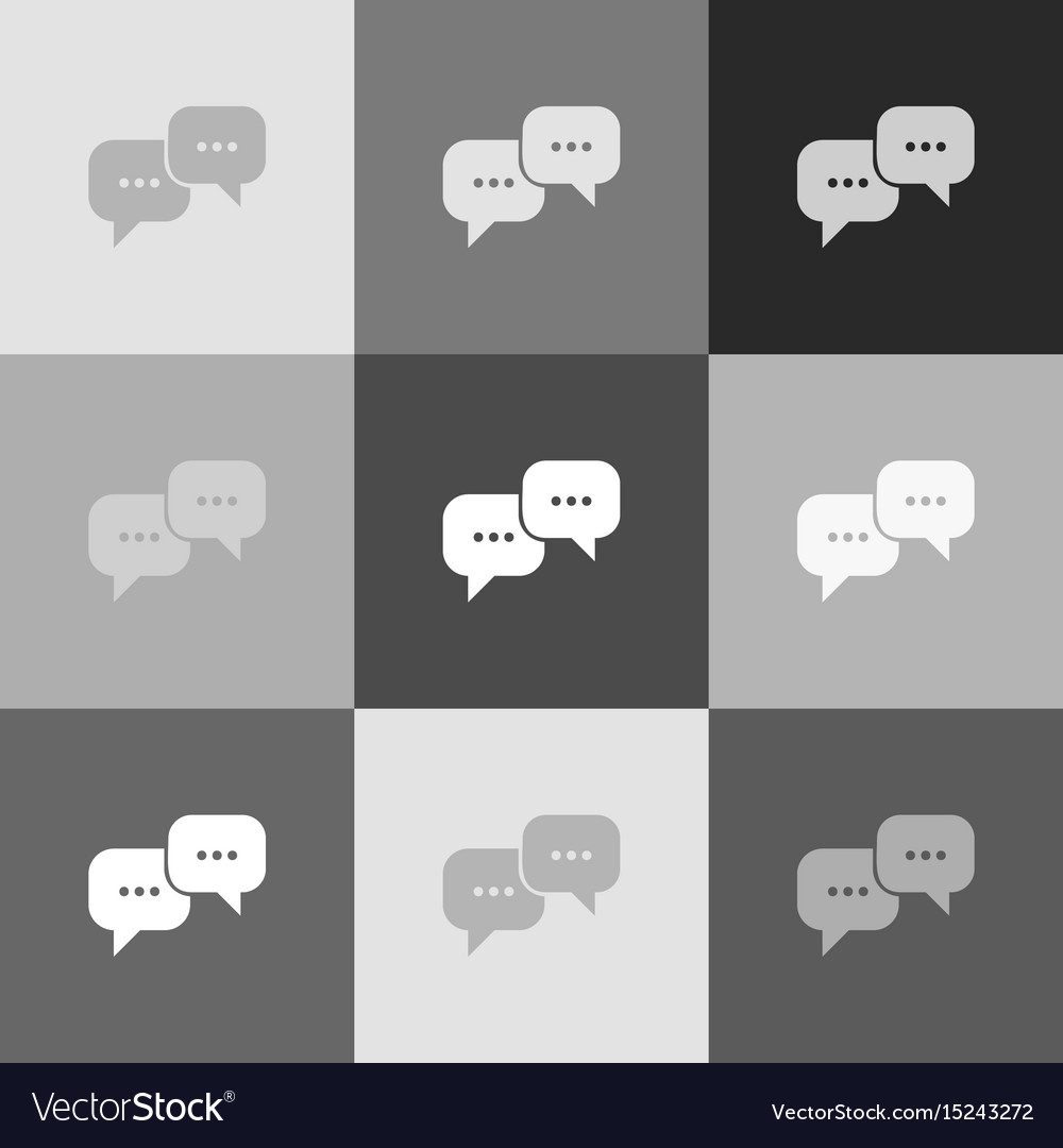 Speech bubbles sign grayscale version Royalty Free Vector