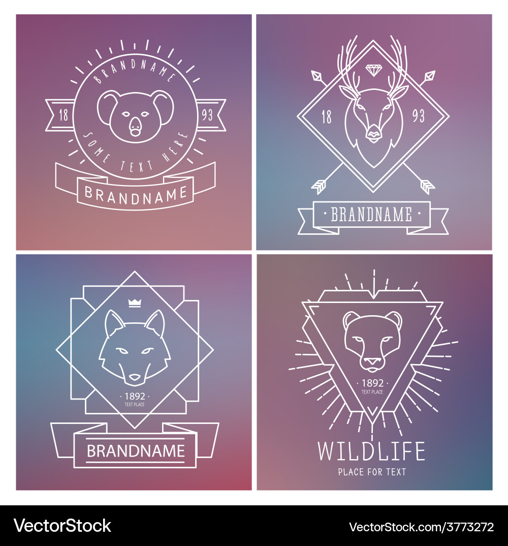 Trendy retro vintage insignias bundle animals Vector Image