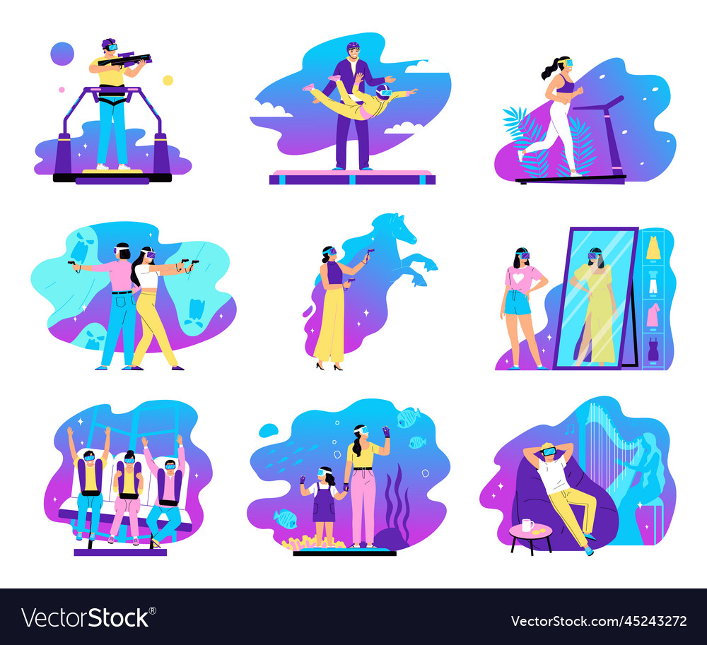 Virtual reality color set Royalty Free Vector Image Virtual reality color set Royalty Free Vector Image