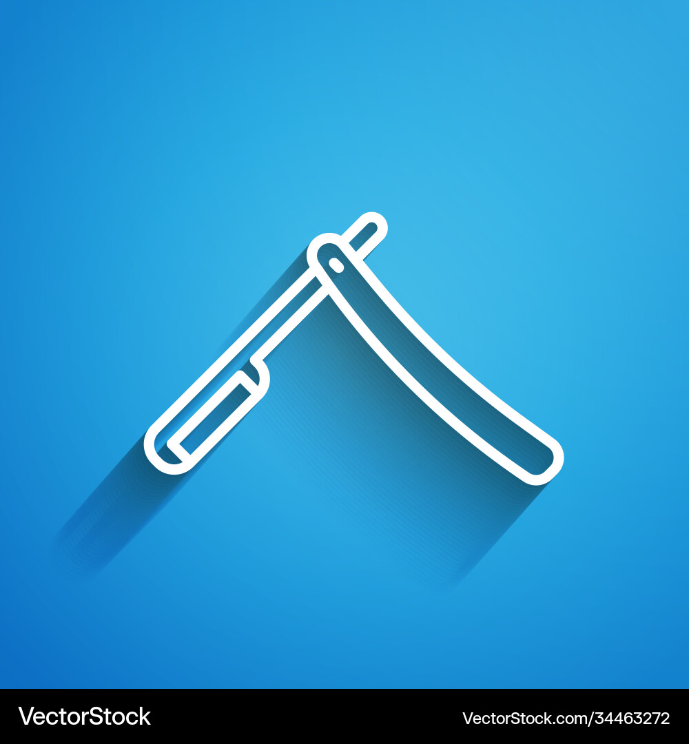 White line straight razor icon isolated on blue Vector Image