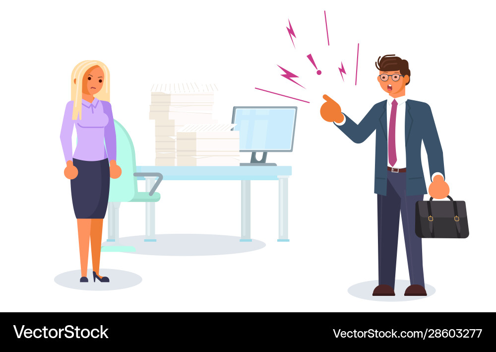 Angry boss and frightened employee Royalty Free Vector Image