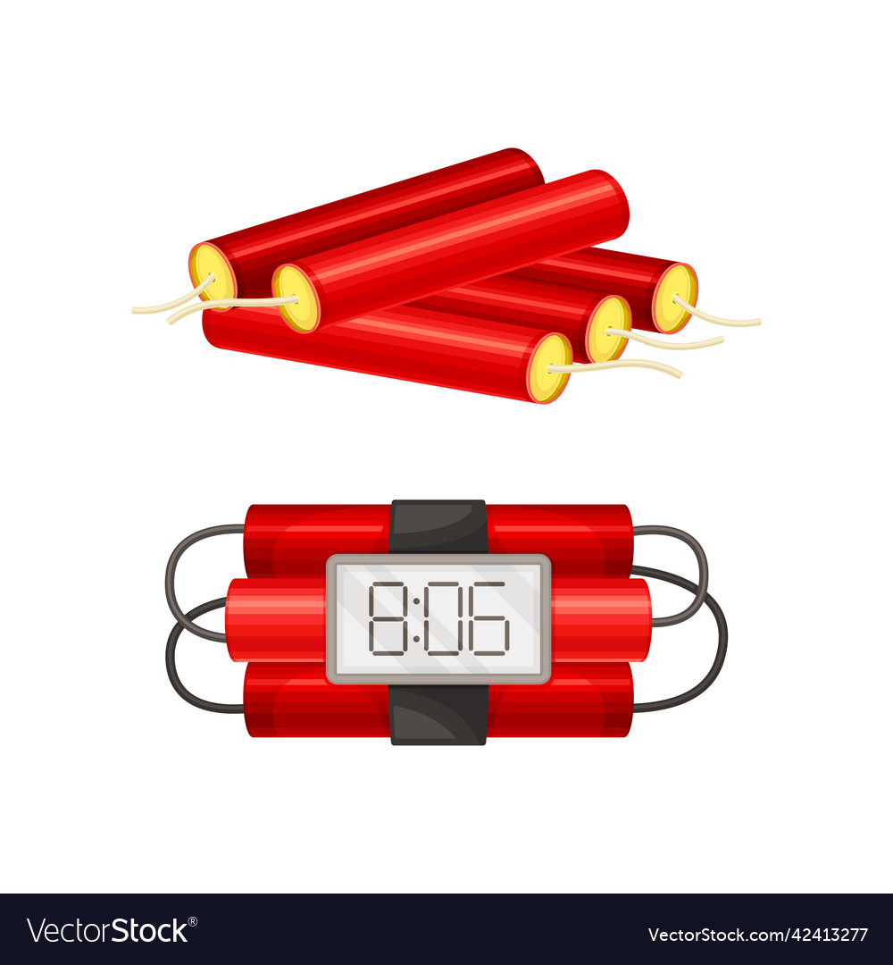 Dynamite red stick and timer as explosive material