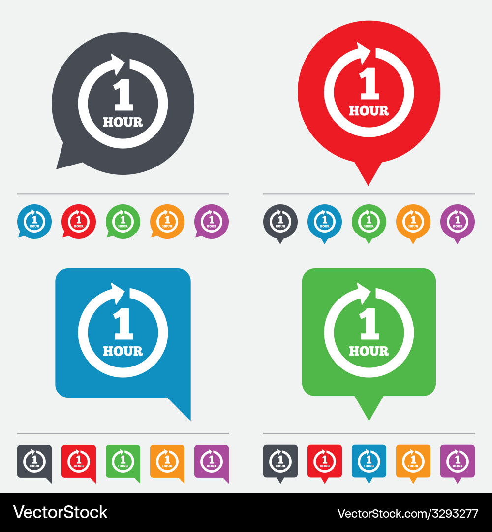 Every hour sign icon full rotation arrow Vector Image