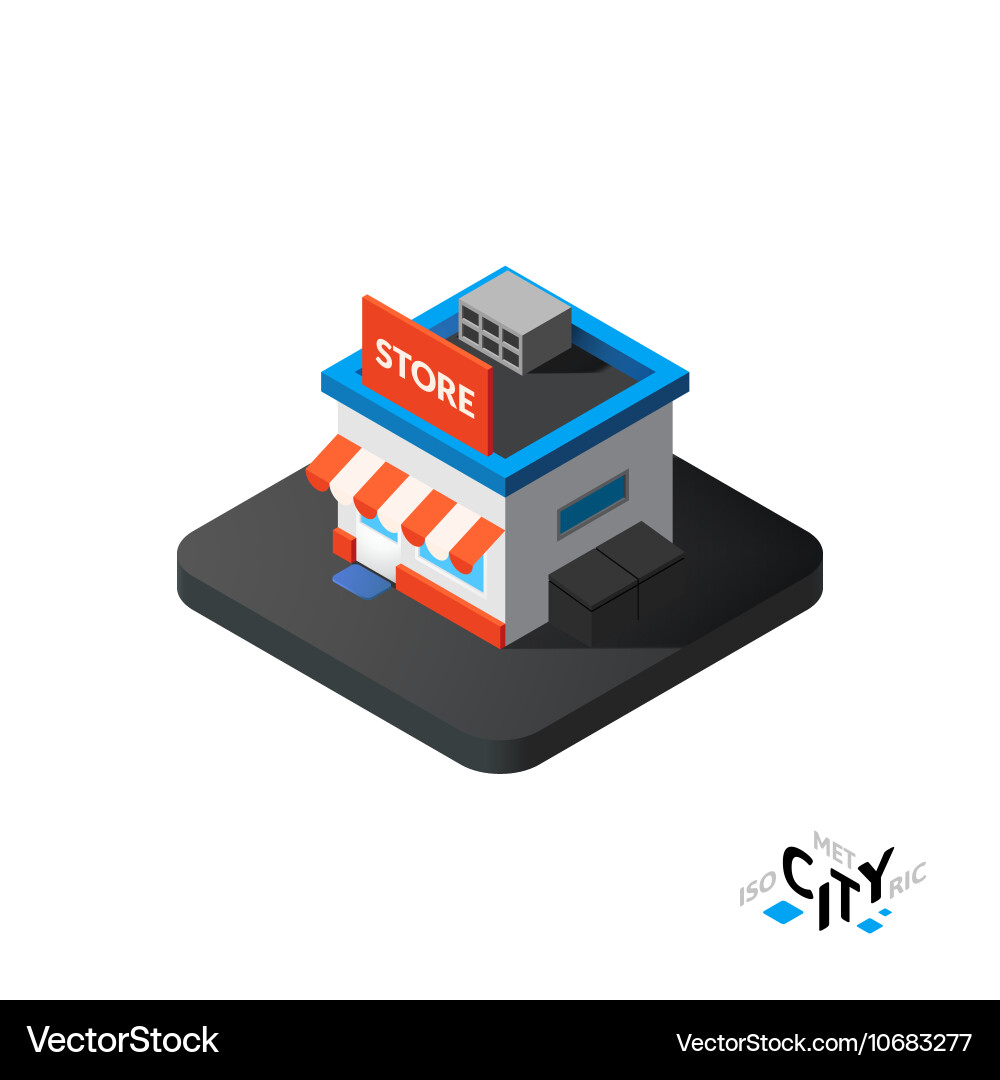 Isometric store icon building city infographic Vector Image