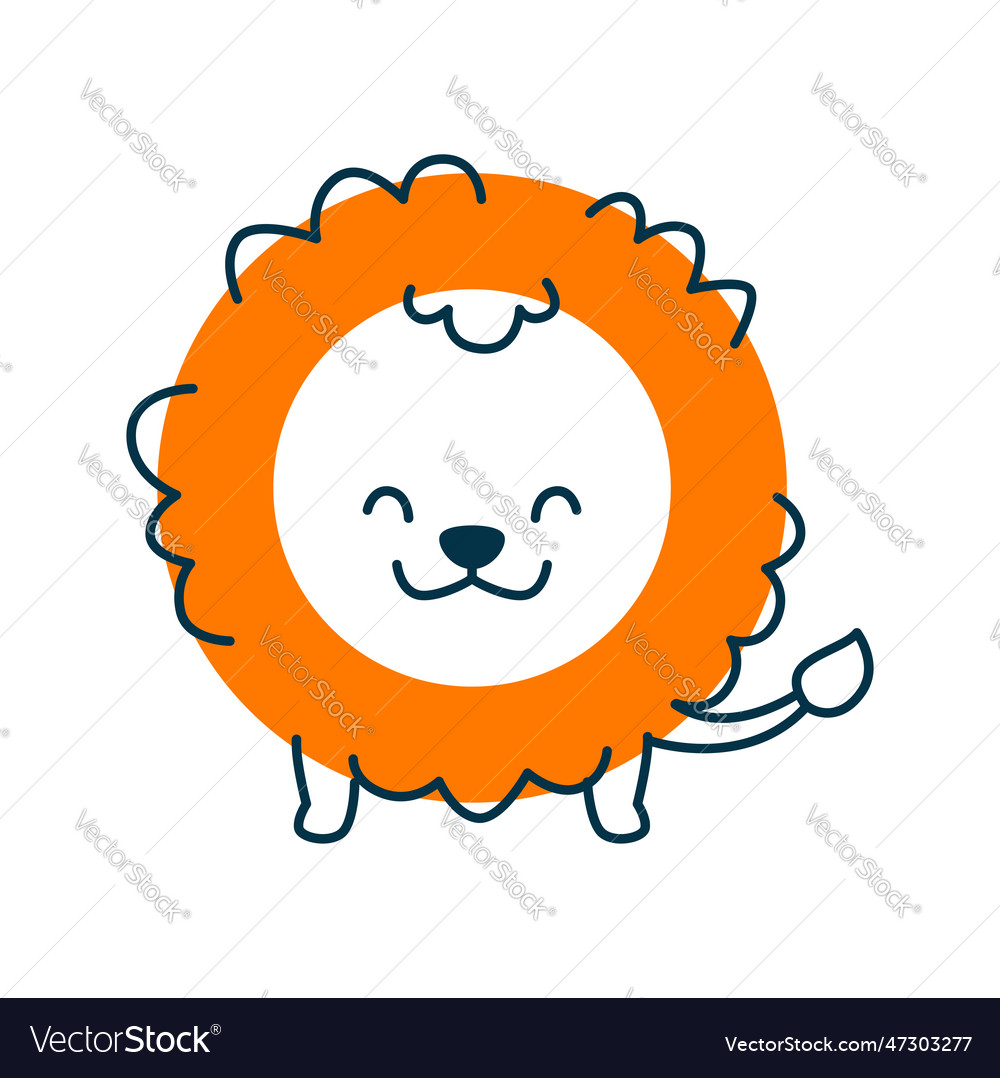 Lion cartoon animal circle maths shape Royalty Free Vector