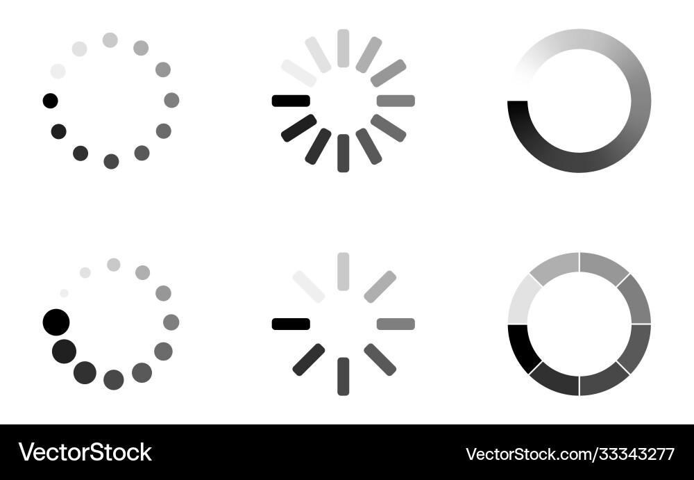 Loading icons load bar set Royalty Free Vector Image
