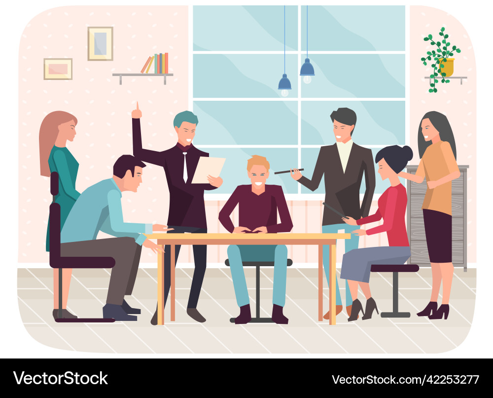 Meeting to discuss starting project business plan Vector Image