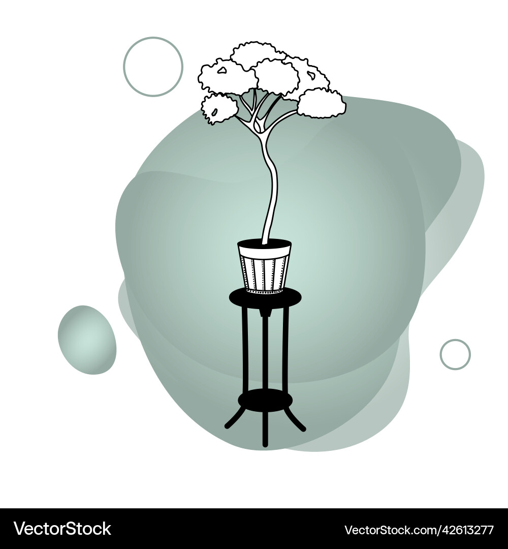 Potted flowers on a stand home decor colored Vector Image