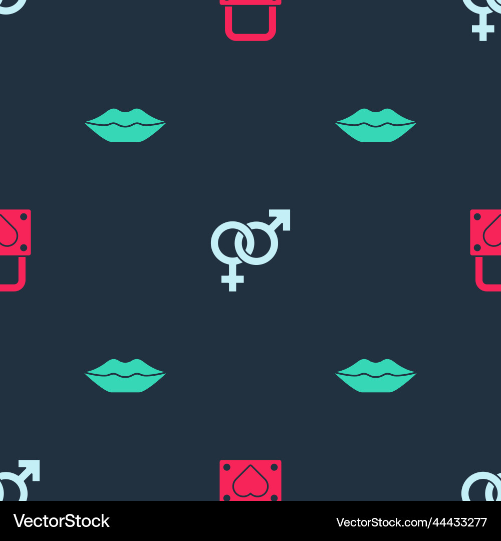 Set lock and heart gender and smiling lips Vector Image