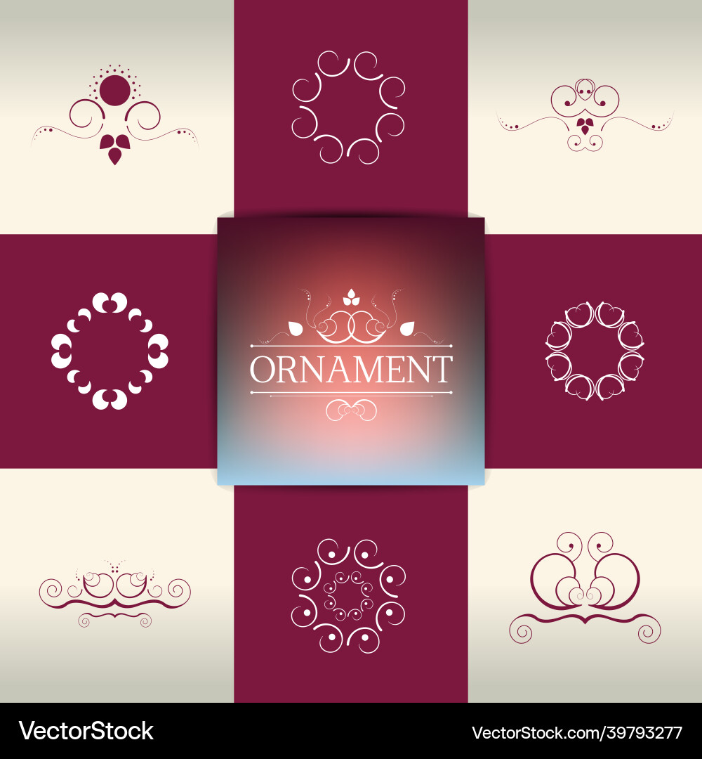Set of elegant ornament element design Royalty Free Vector