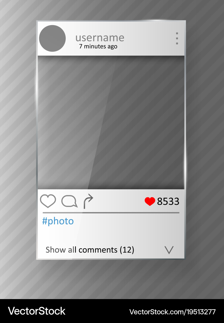 Social network post and photo frame glass design Vector Image