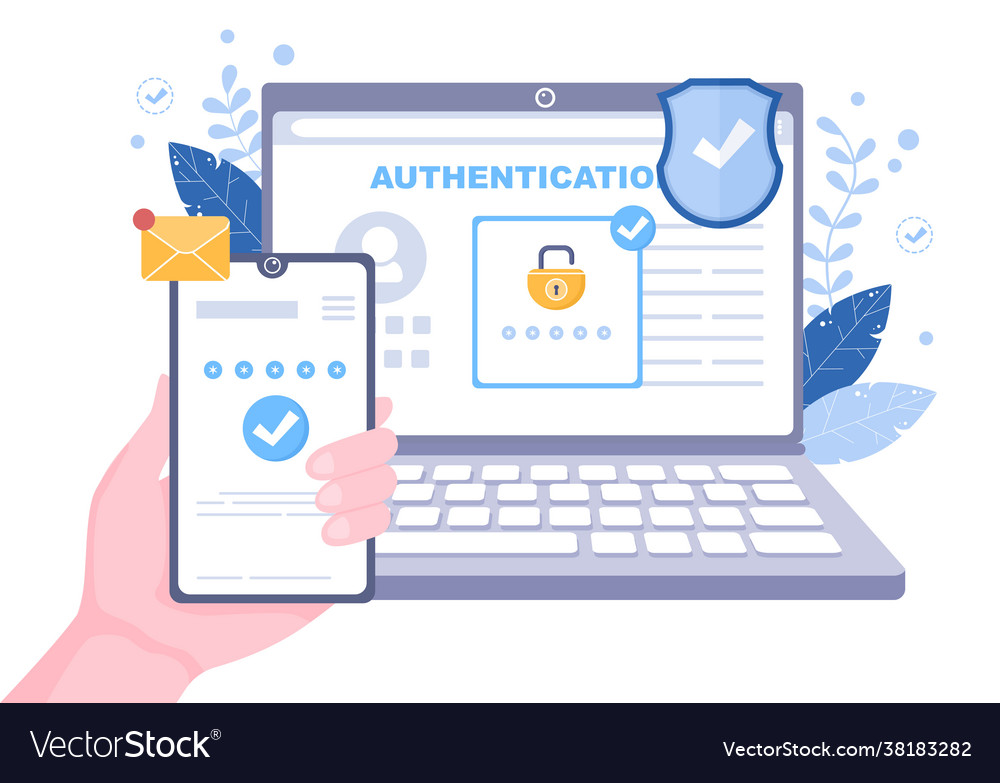 Authentication security via phone or computer Vector Image