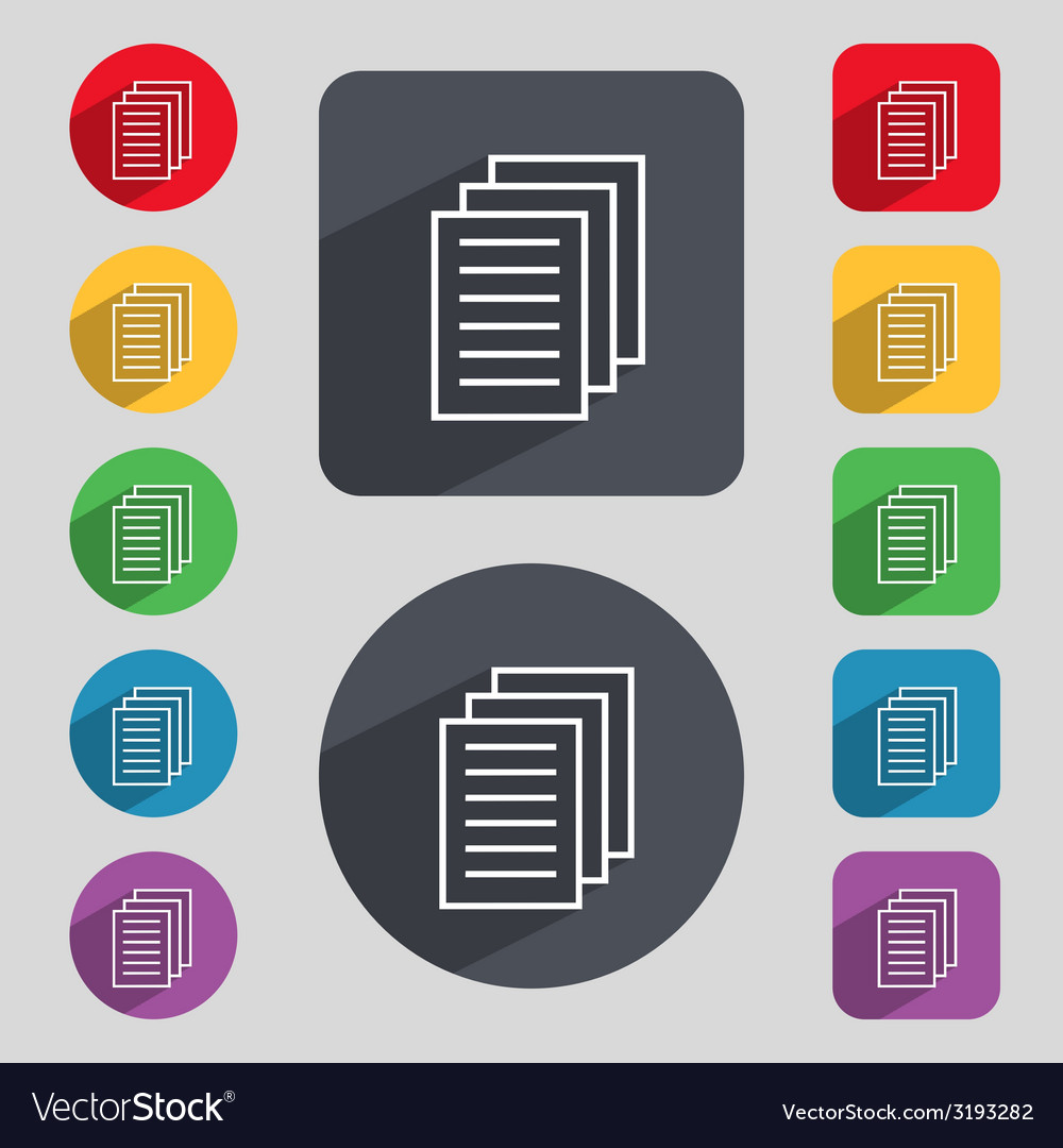 Copy file sign icon duplicate document symbol set Vector Image