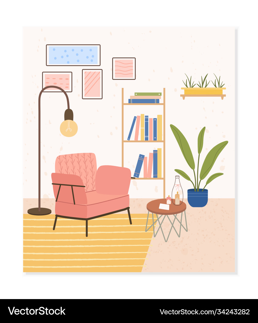 Cozy room interior comfortable stylish living Vector Image