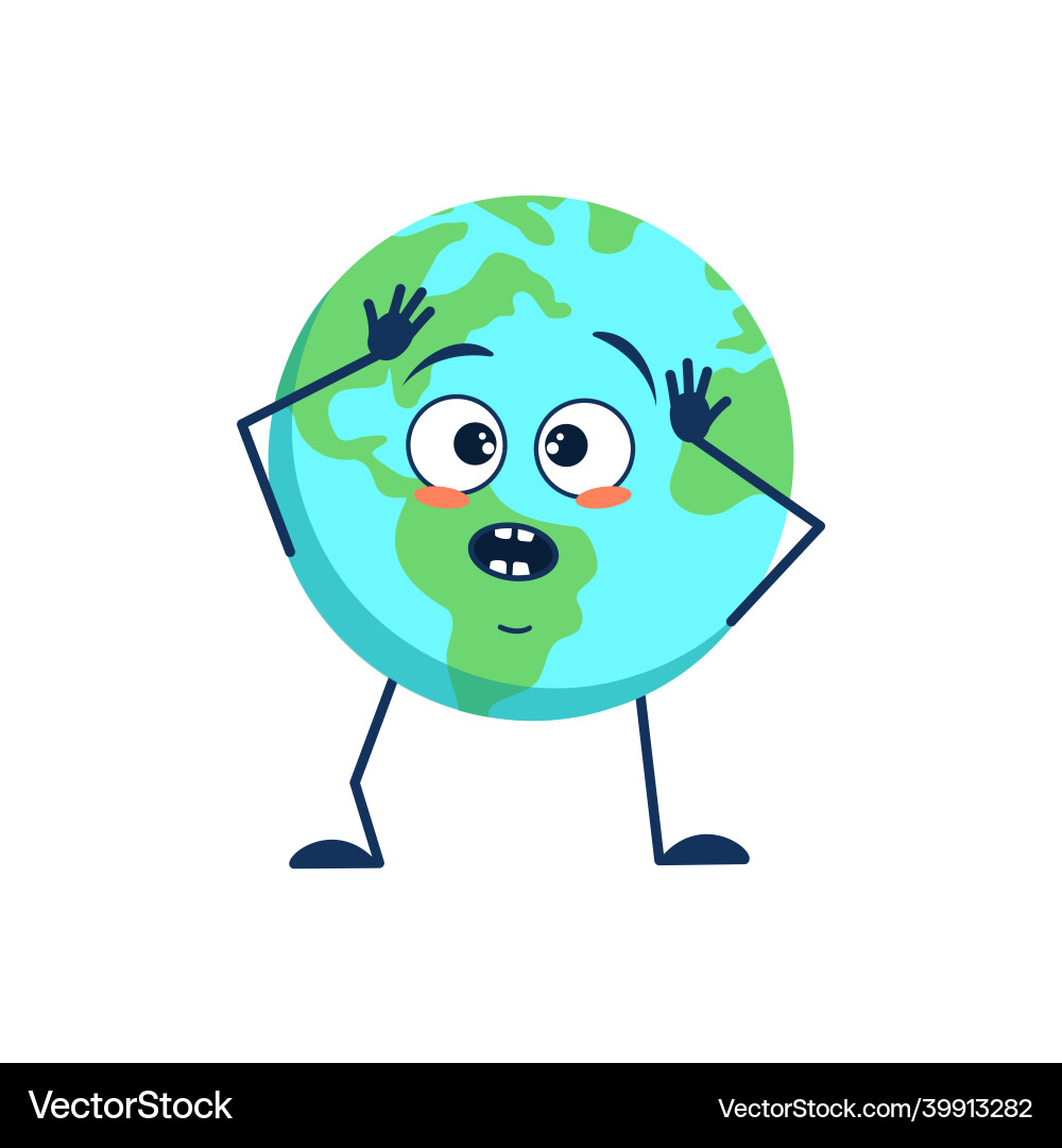 Cute planet earth character with emotions Vector Image