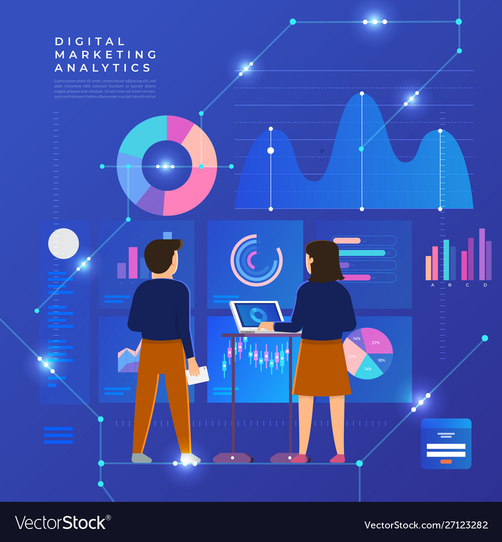 Flat design concept data analysis visualize Vector Image
