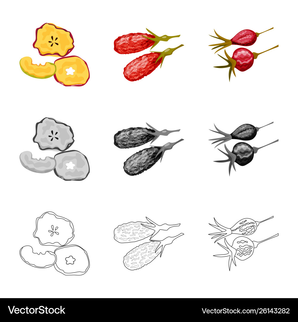 Food and raw symbol set Royalty Free Vector Image