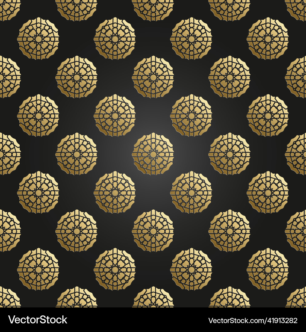 Gold seamless islamic pattern with radial ornament