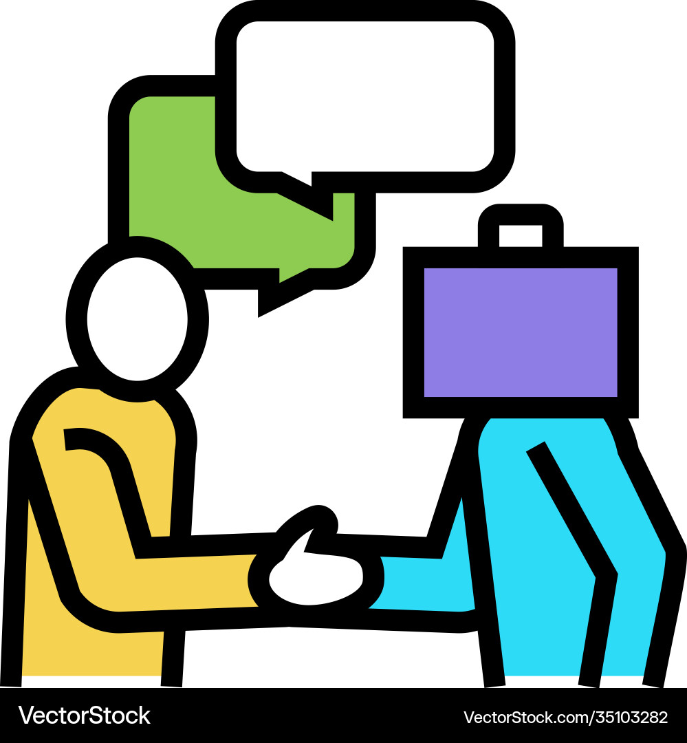 Greeting and speaking with partner color icon Vector Image