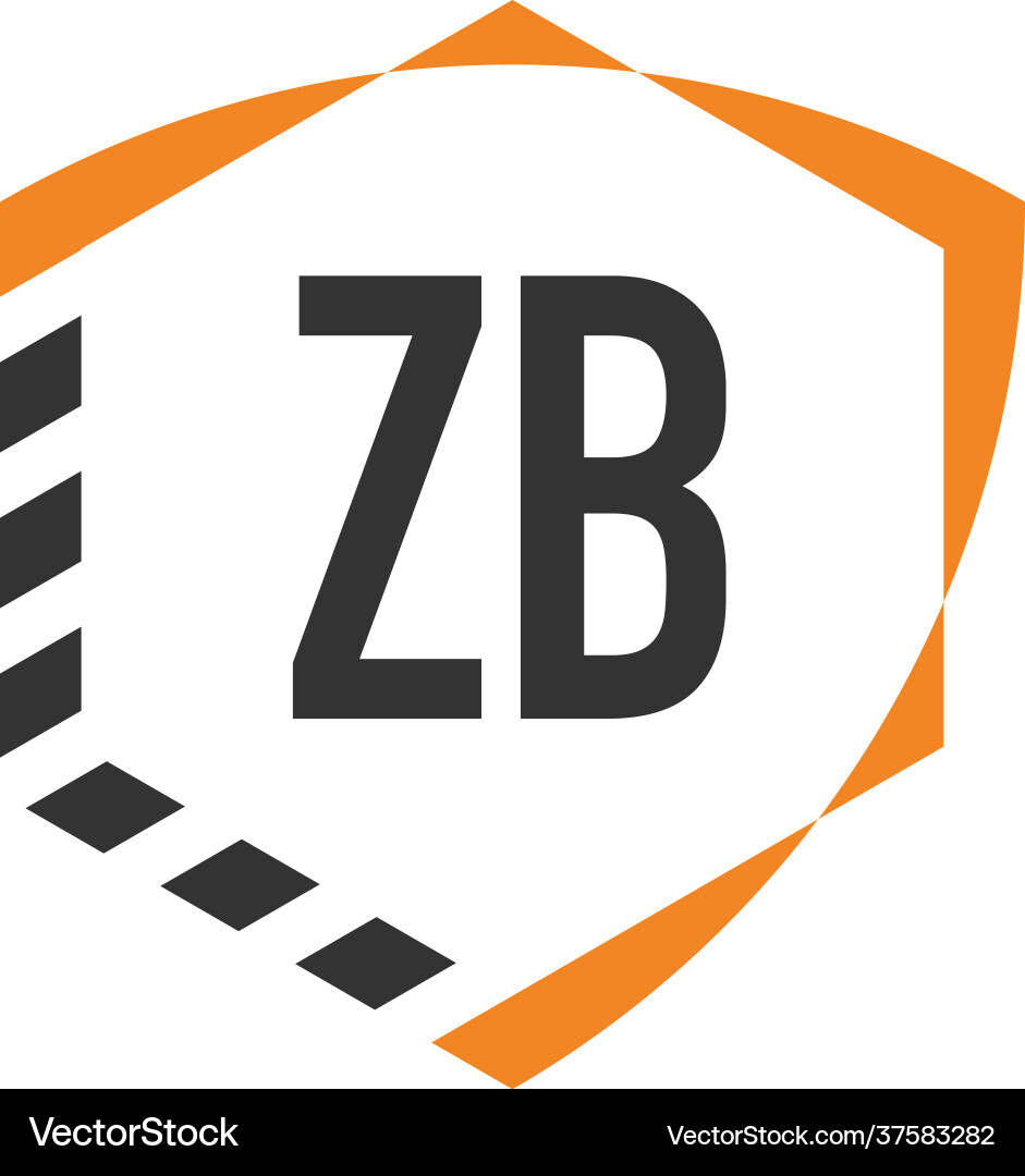 Initial letter zb shield hexagonal logo template Vector Image