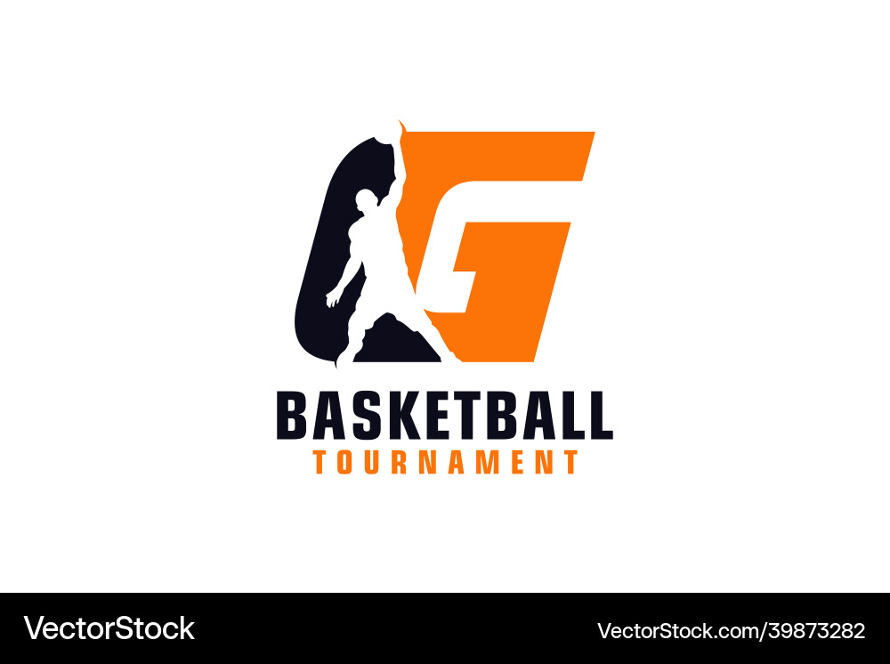Letter g with basketball logo design Royalty Free Vector