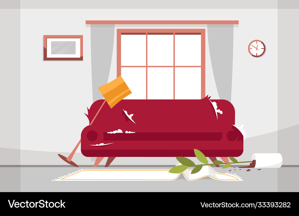 Mess in living room semi flat Royalty Free Vector Image