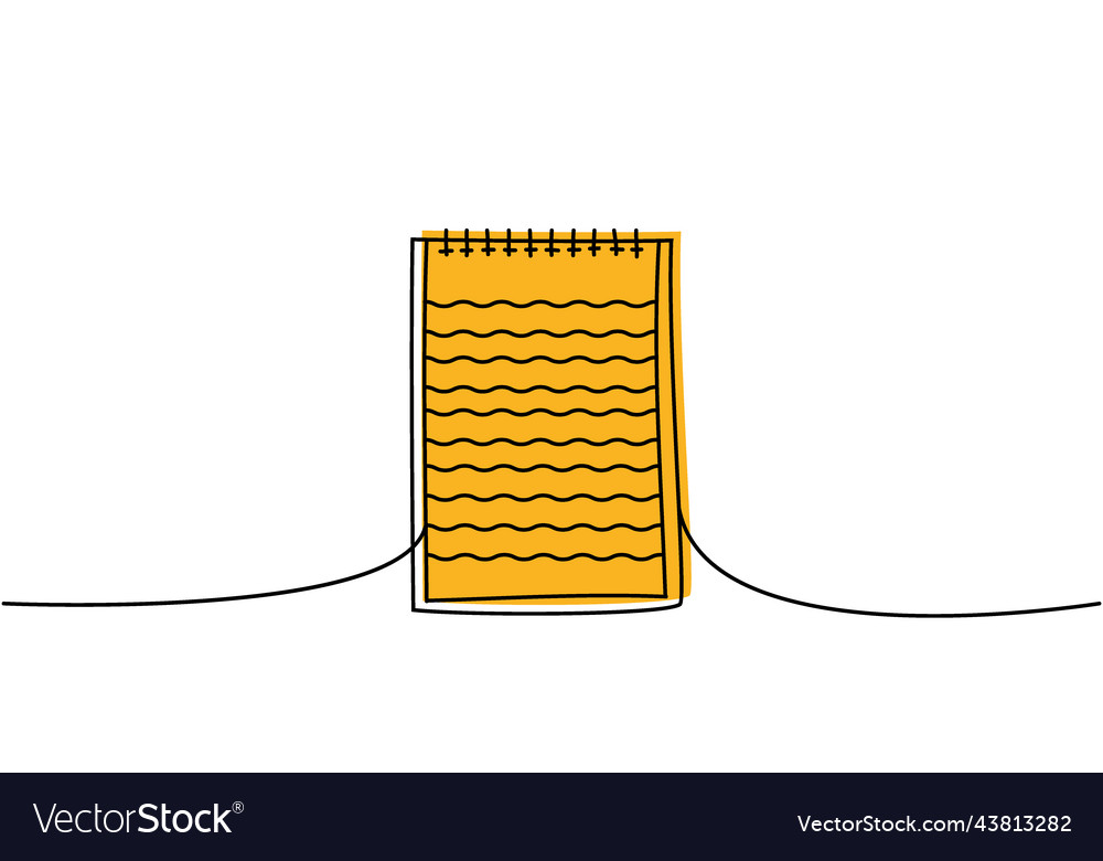 Notebook one line colored continuous drawing Vector Image