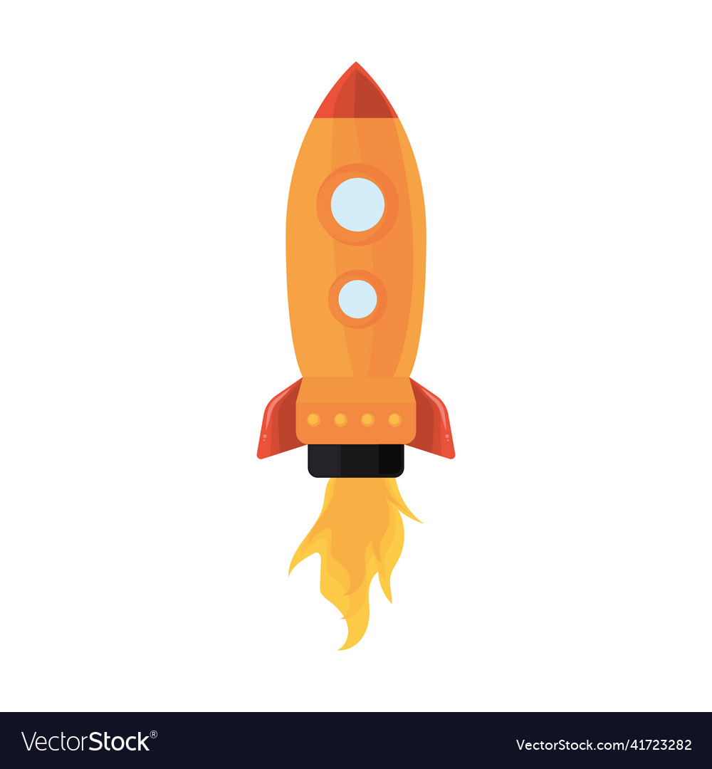 Orange rocket Royalty Free Vector Image - VectorStock