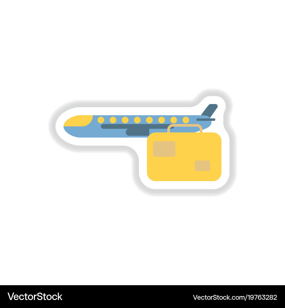 Paper sticker on white background aircraft Vector Image