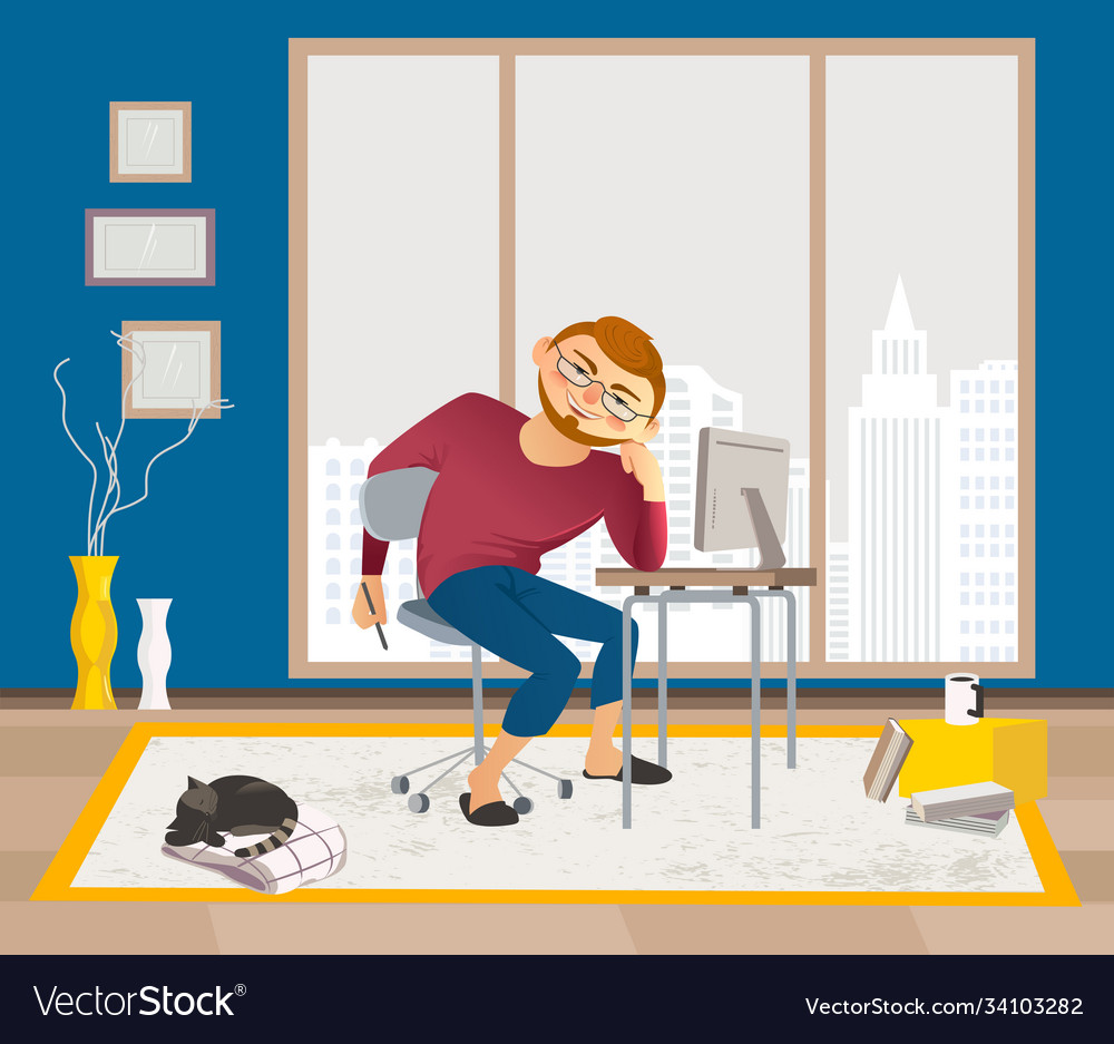 Remote work from home flat Royalty Free Vector Image