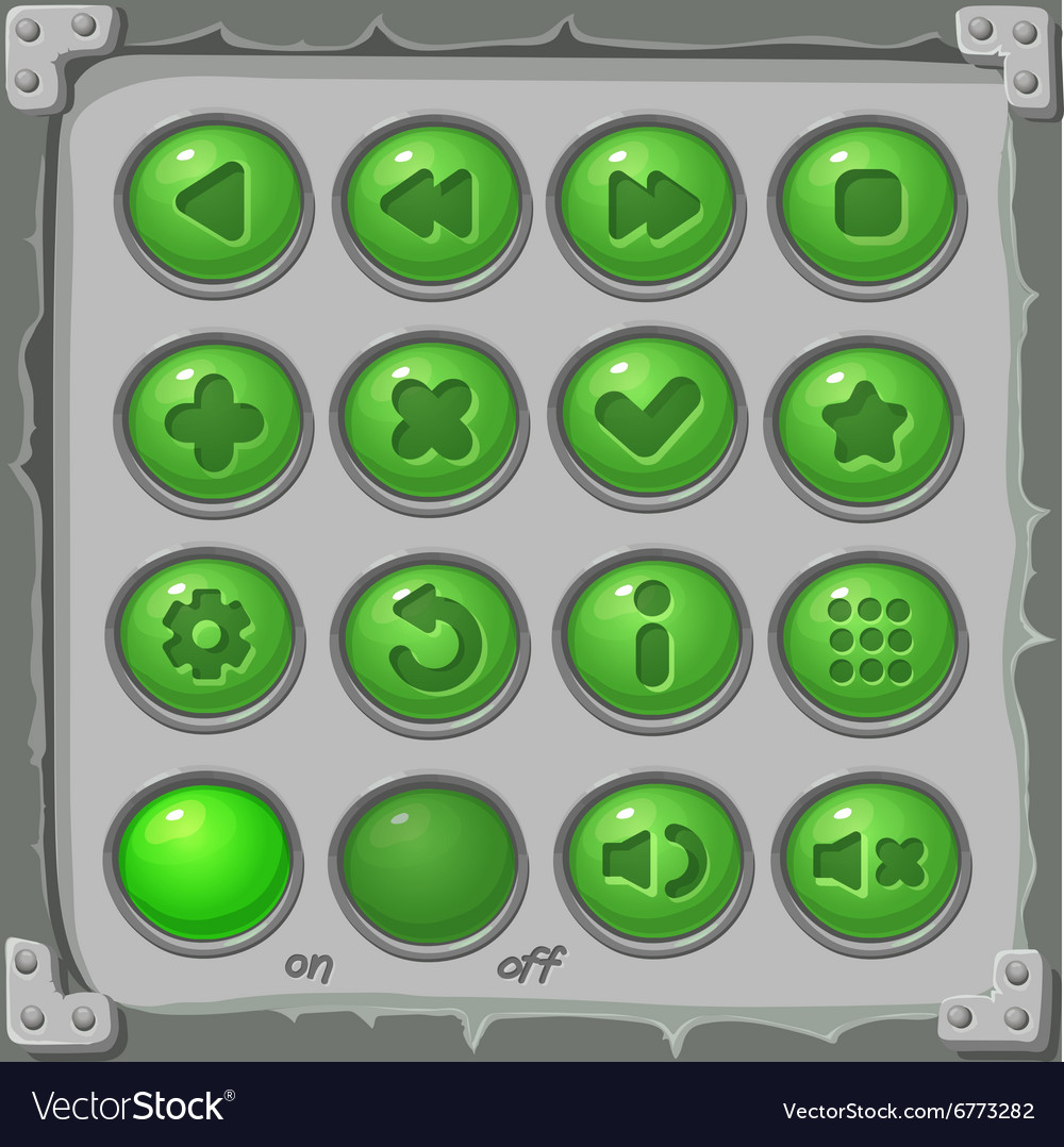 Set of green buttons game icons Royalty Free Vector Image