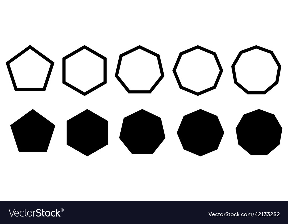 Set of simple polygons with five to nine sides Vector Image