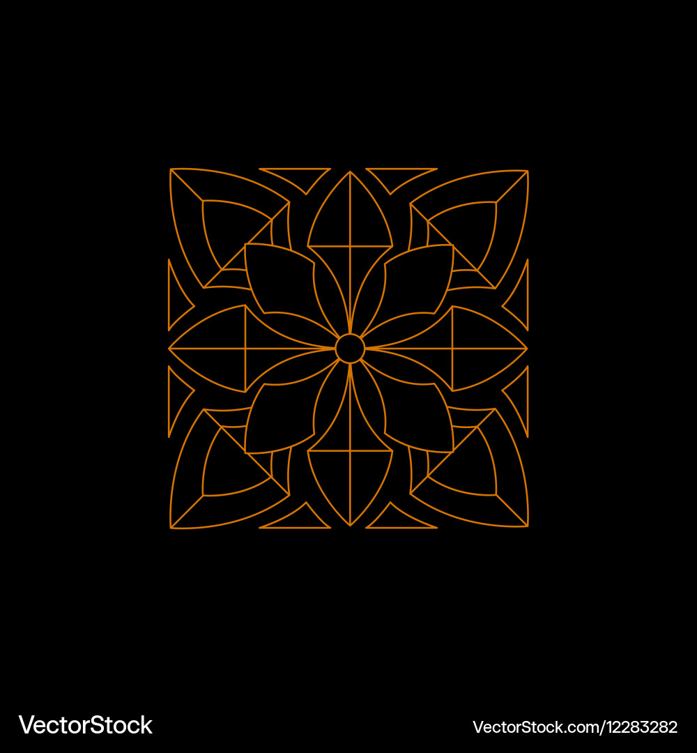 Square shape doodle ornamental figure in black Vector Image