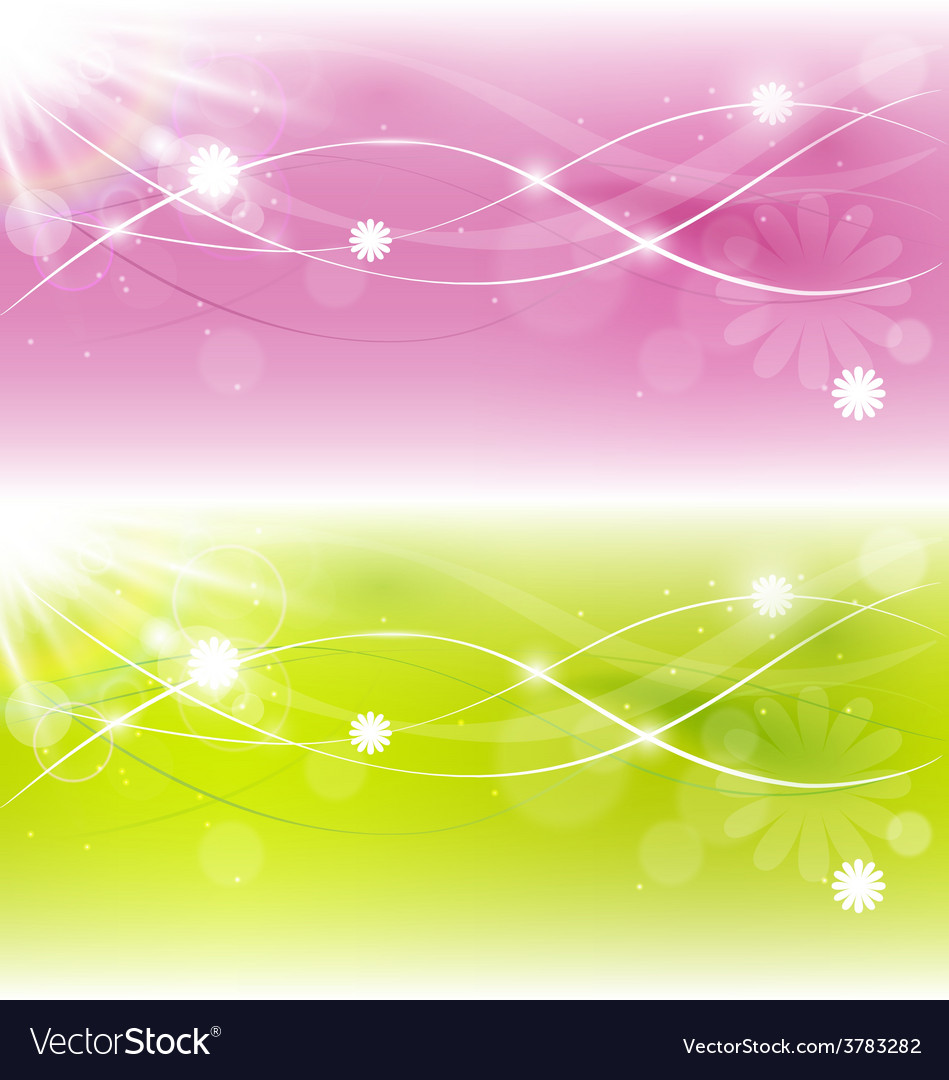 Two abstract spring background with sunlight Vector Image