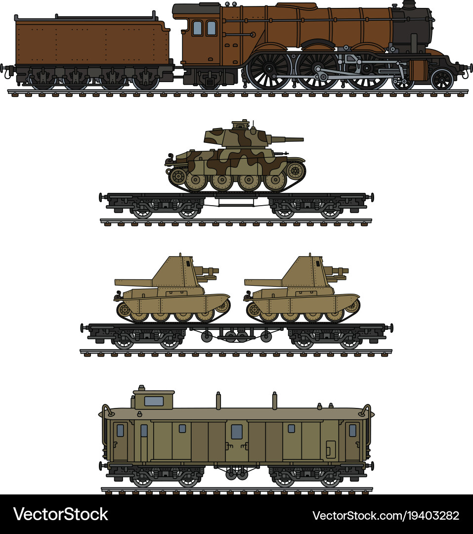 Vintage military steam train Royalty Free Vector Image