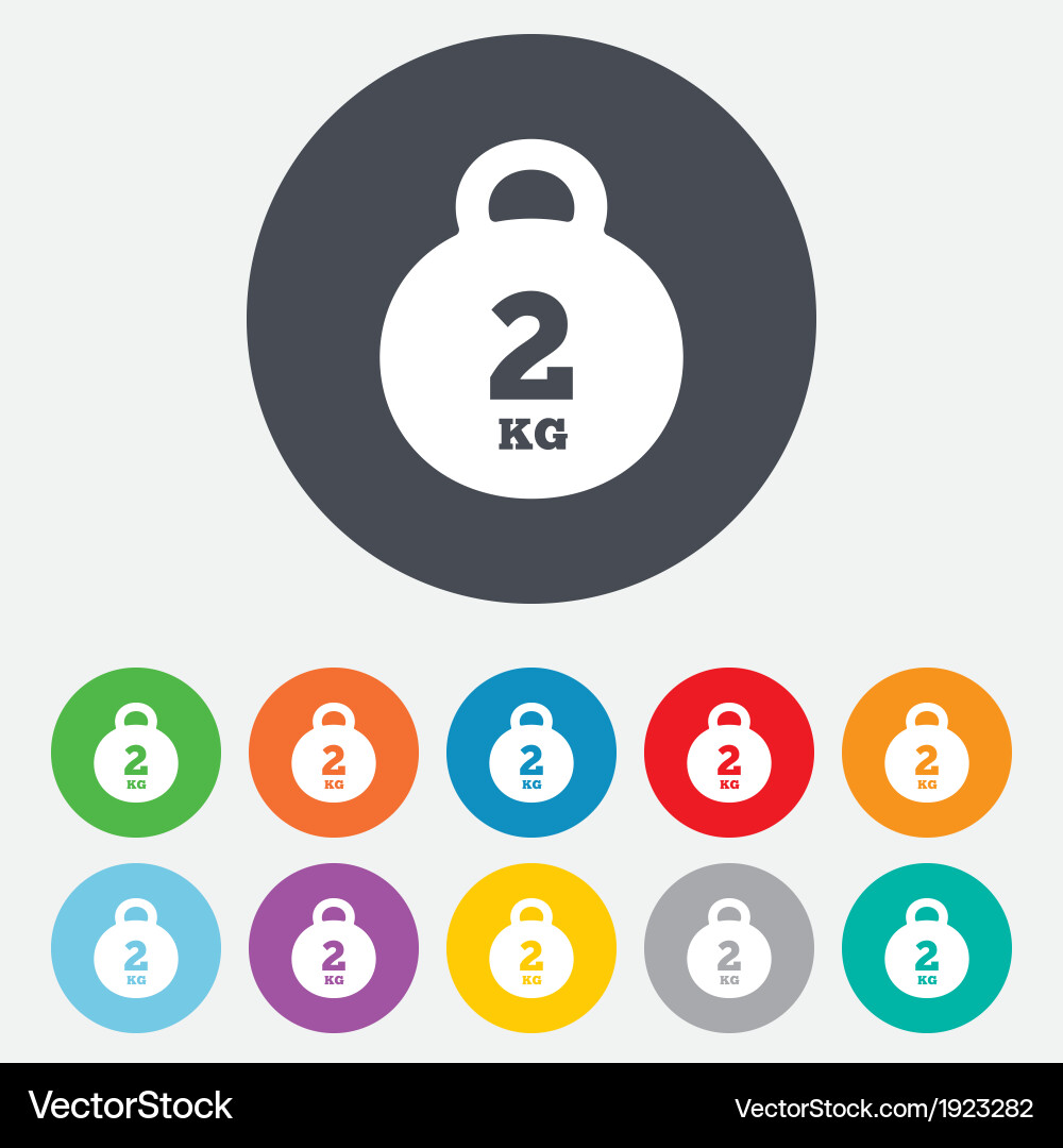 Weight sign icon 2 kilogram kg mail Royalty Free Vector