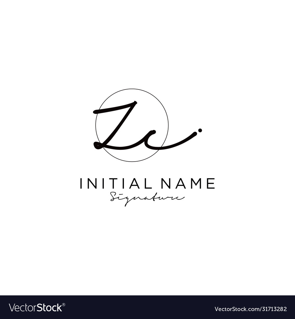 Zc initial handwriting logo design Royalty Free Vector Image