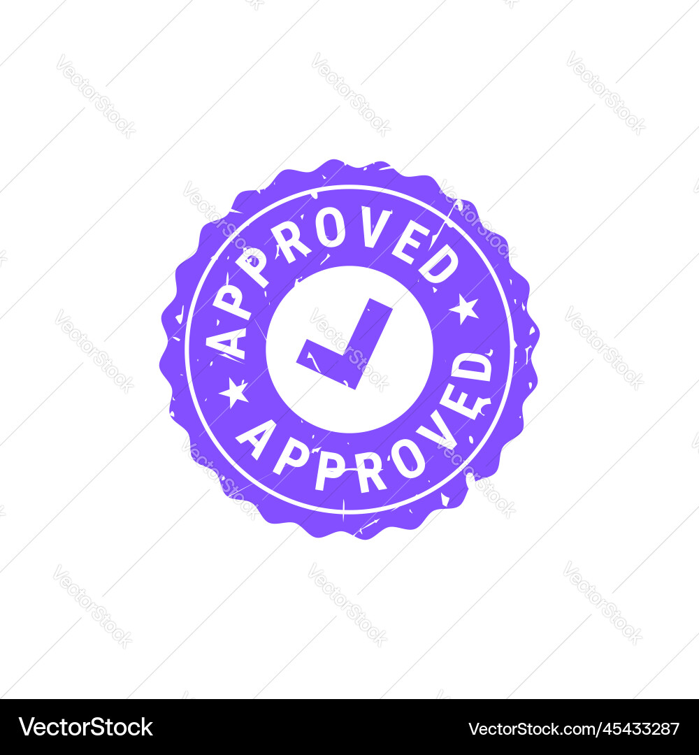 Approved blue grunge circle rubber seal stamp Vector Image