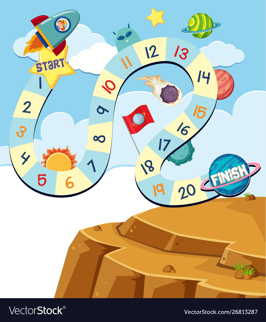 Boardgame design template with spaceship and Vector Image Boardgame design template with spaceship and Vector Image