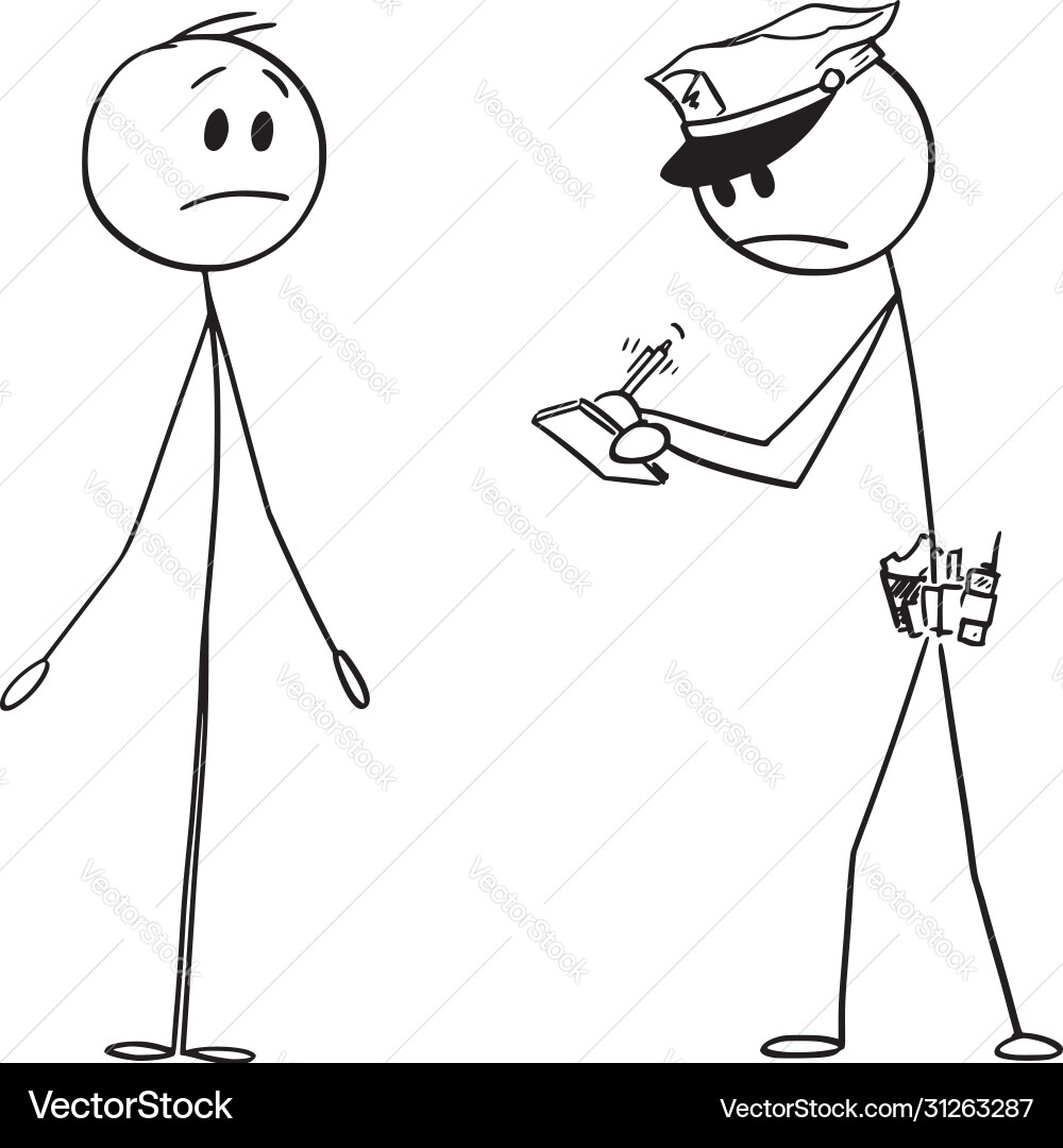 Cartoon cop or policeman writing notices Vector Image