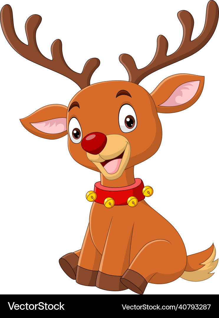 Cartoon cute little deer sitting Royalty Free Vector Image