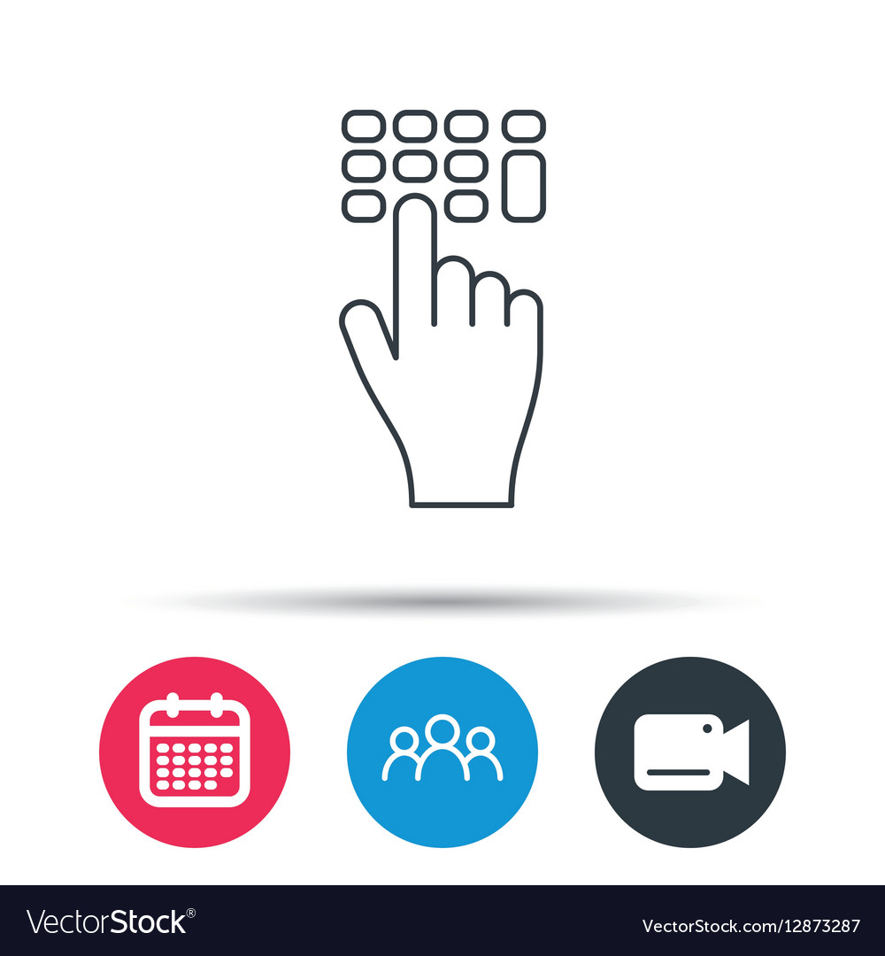 Enter pin code icon click hand pointer sign Vector Image