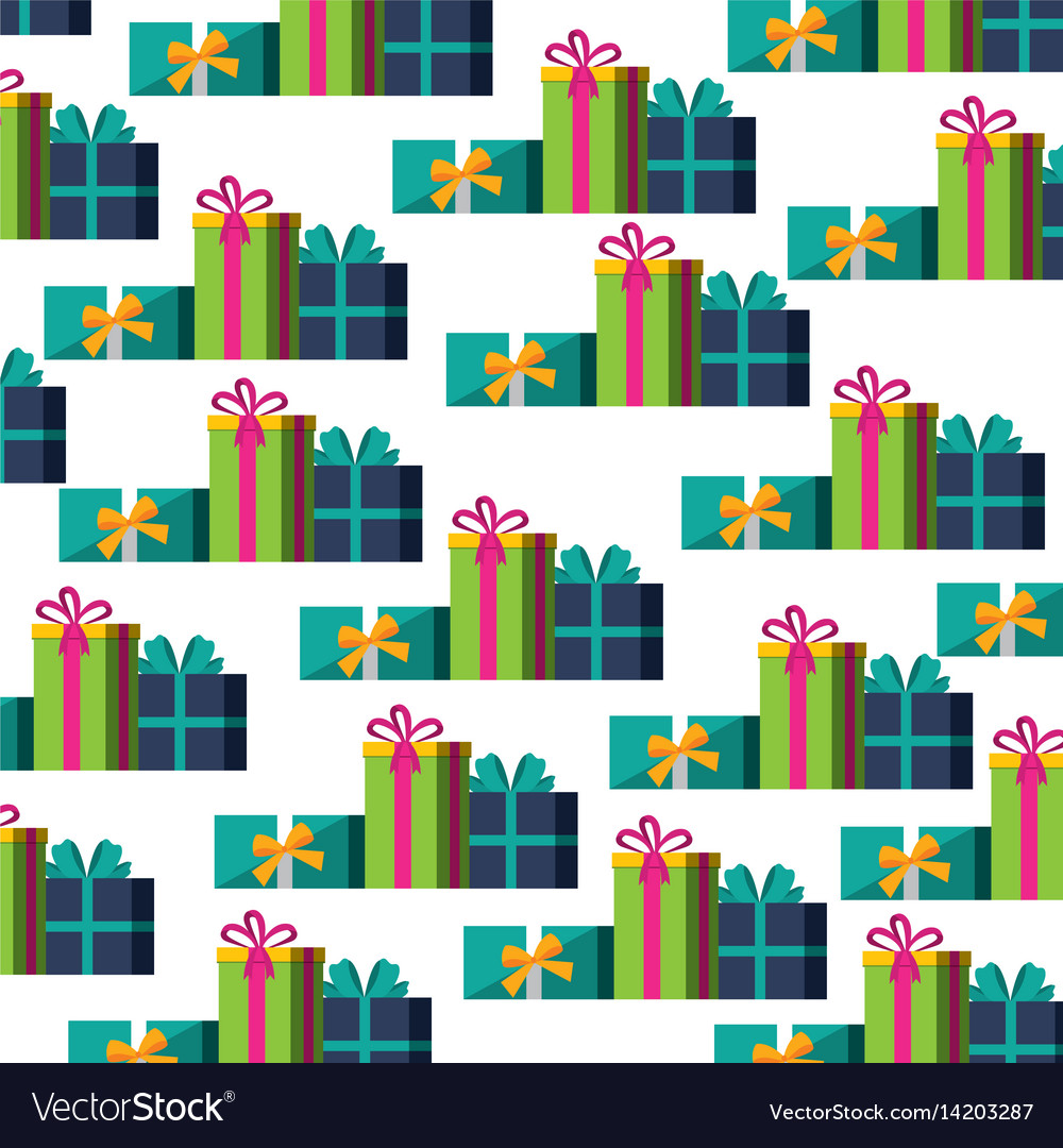 Gifts boxes pattern background Royalty Free Vector Image