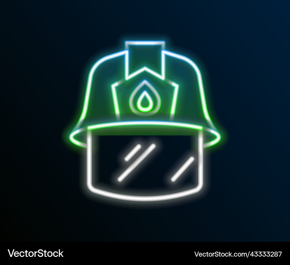 Glowing neon line firefighter helmet or fireman Vector Image